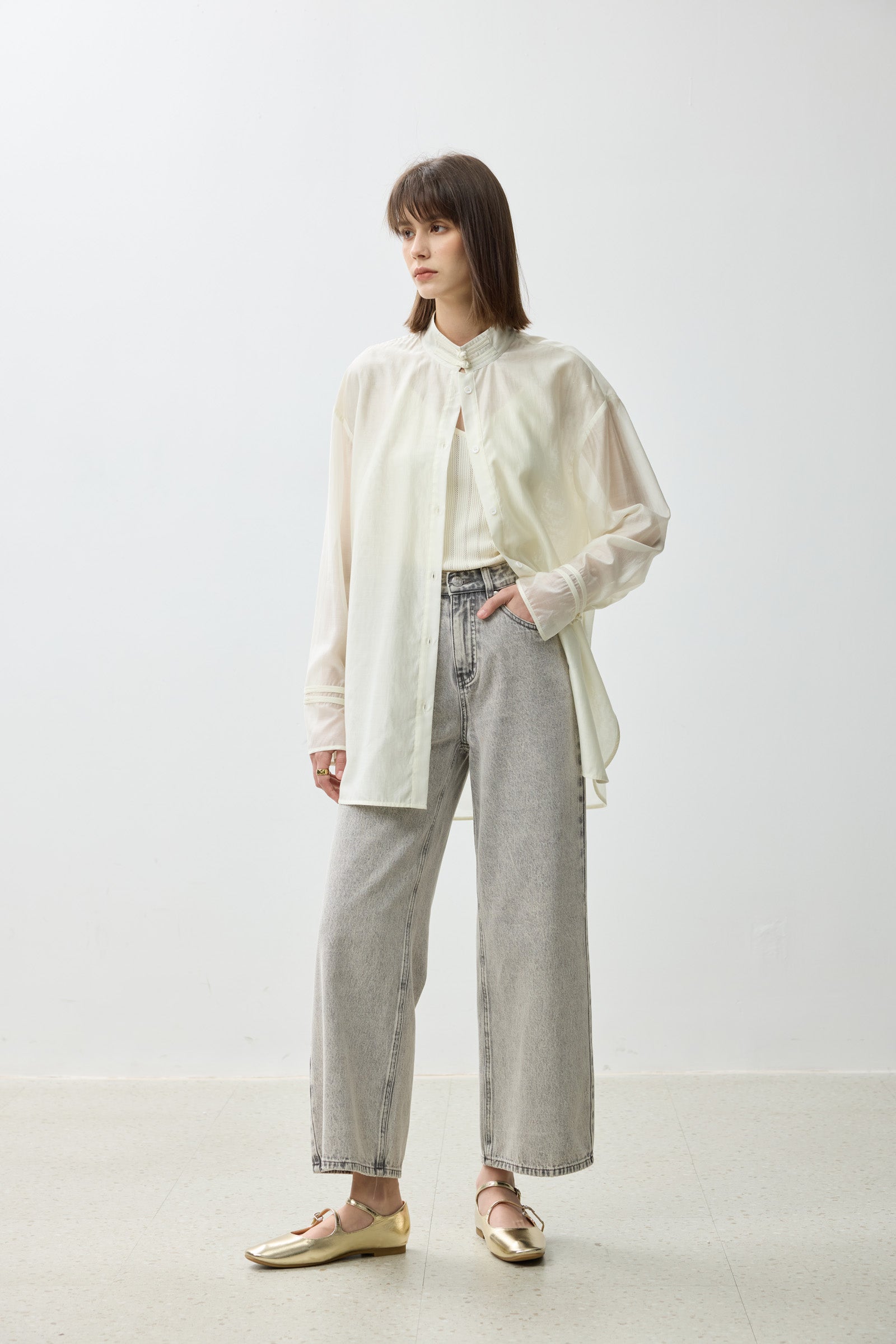 LILY Frog Button Sheer Shirt – LILY Official Store