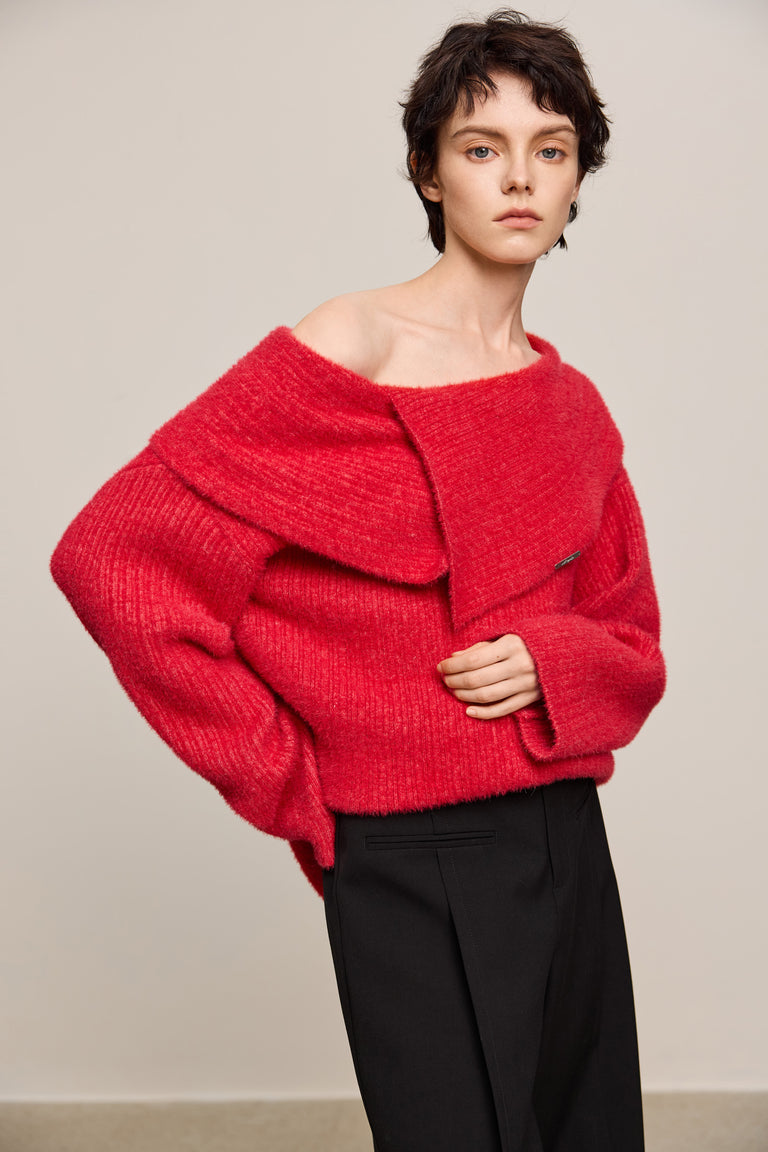 LILY Chic Off-Shoulder Cowl Neck Crop Sweater – LILY Official Store