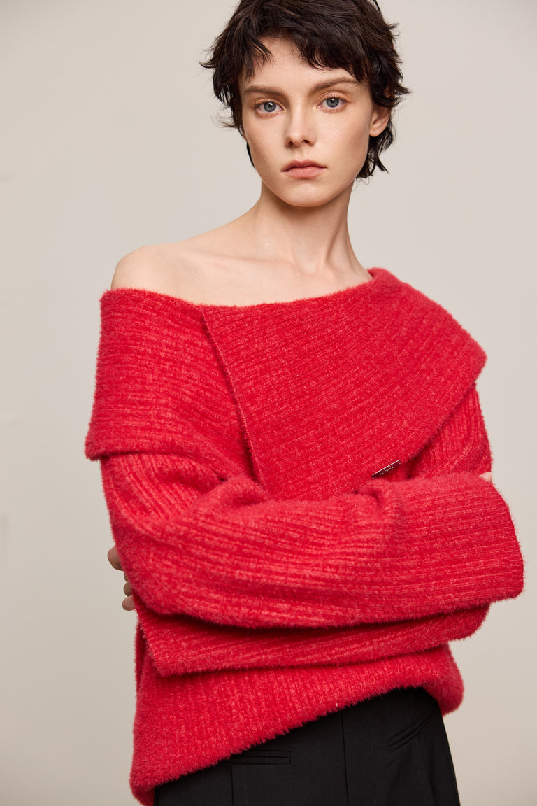 LILY Chic Off-Shoulder Cowl Neck Crop Sweater – LILY Official Store