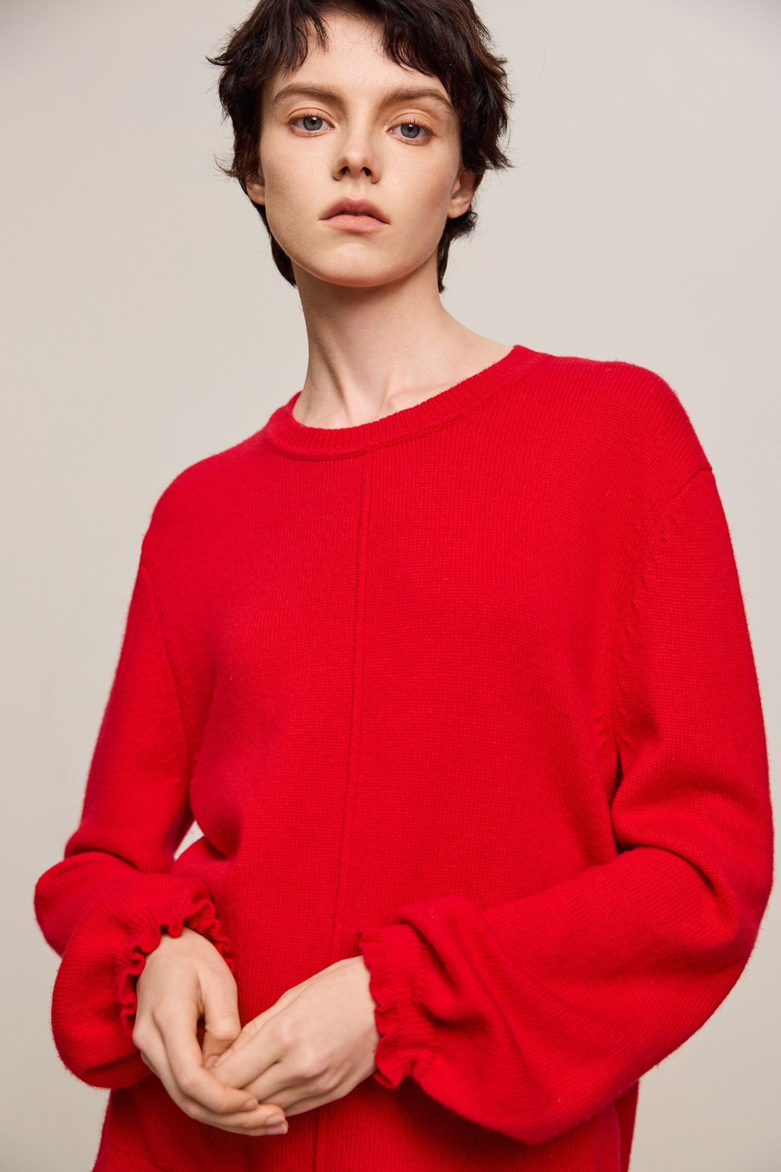 LILY Floral Puff Sleeve Wool Sweater – LILY Official Store